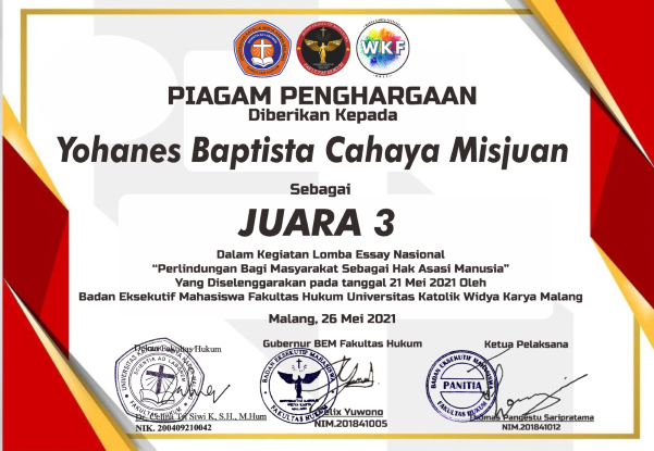 MAHASISWA FH UKDC RAIH JUARA 3 DALAM ESSAY COMPETITION WIDYA KARYA FESTIVAL - Program Studi Ilmu ...
