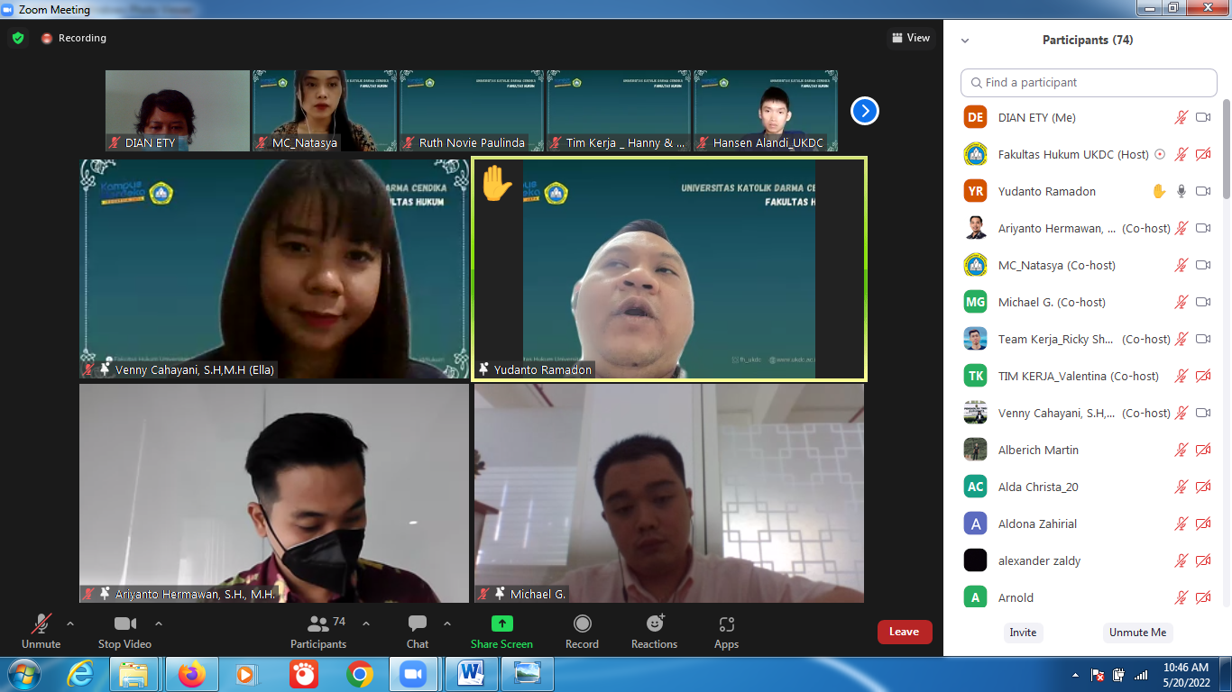 FH UKDC MENGADAKAN WEBINAR KERJASAMA DENGAN PT. INTILAND GRANDE TENTANG ...